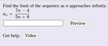 Solved Find the limit of the sequence as n ﻿approaches | Chegg.com