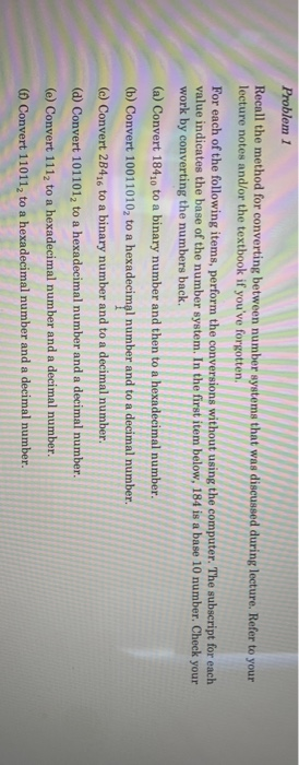 Solved Problem 1 Recall the method for converting between | Chegg.com