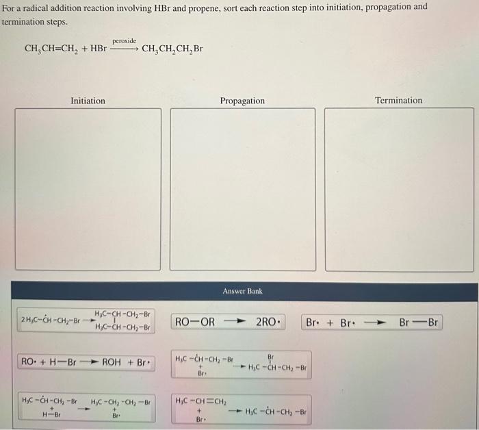 Solved For a radical addition reaction involving HBr and | Chegg.com