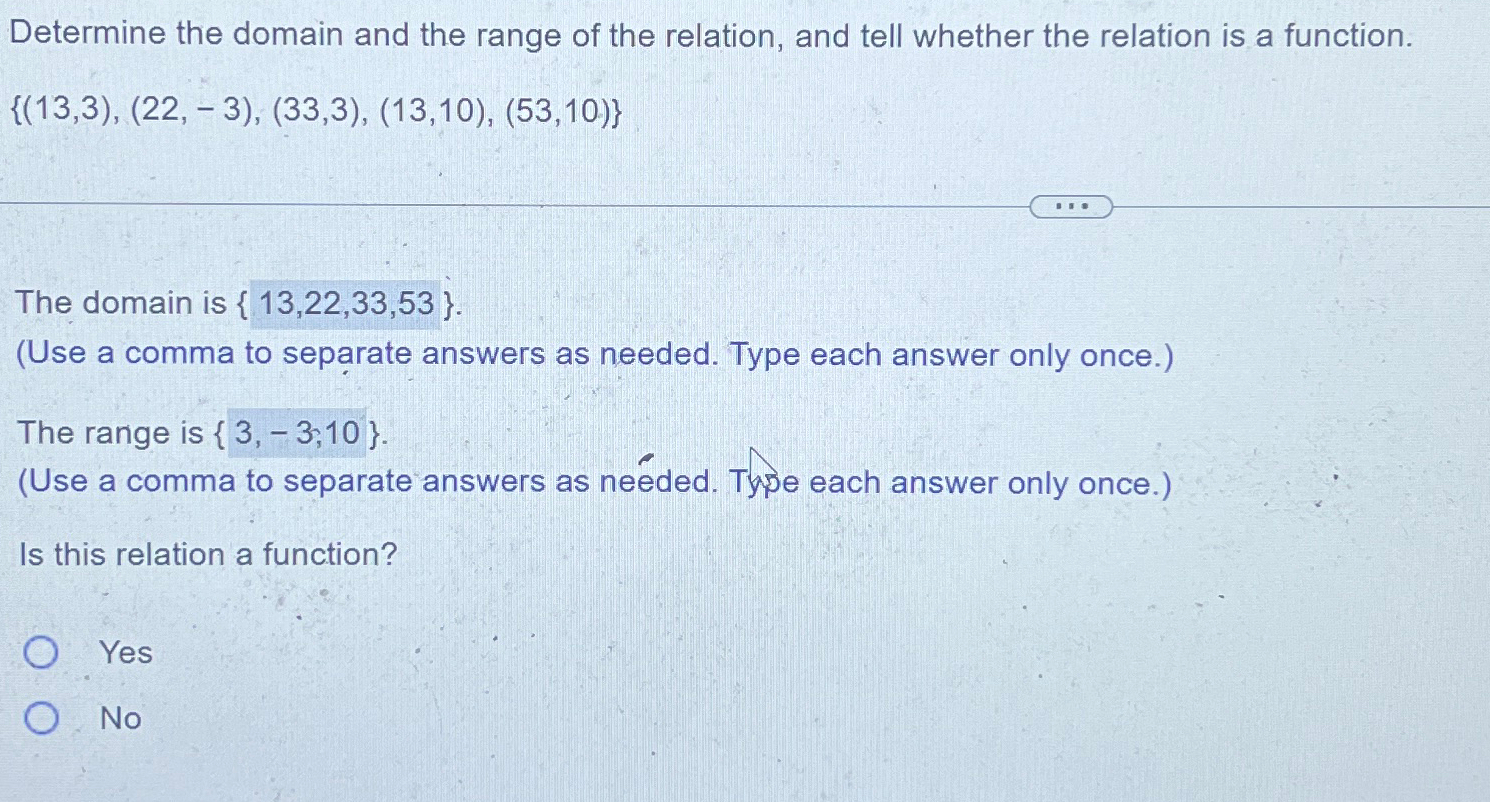 Solved Determine the domain and the range of the relation, | Chegg.com