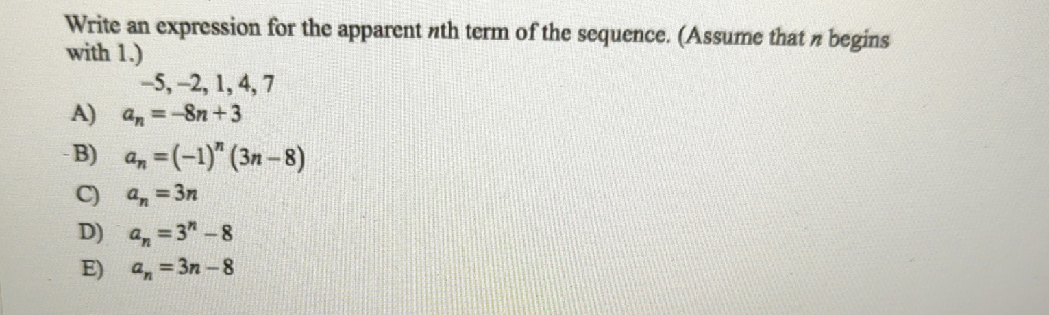 Solved Write an expression for the apparent nth term of the | Chegg.com