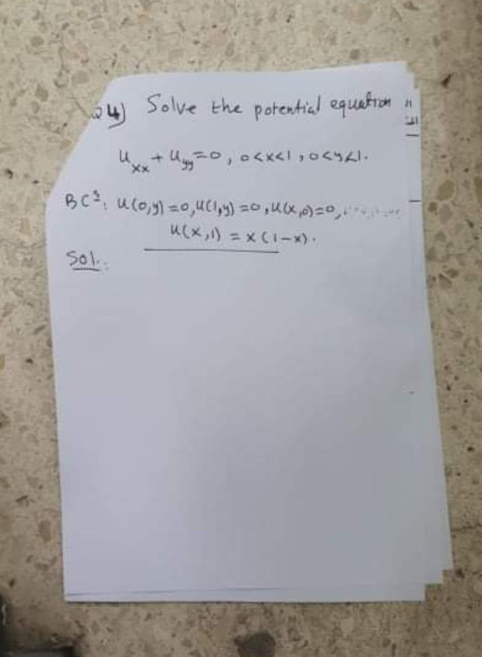 Solved 24) Solve the potential equation uxx+uyy=0,0 | Chegg.com