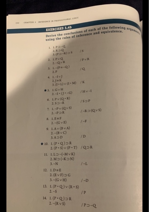 Solved INFERENCE IN PROPOSITIONAL LOGI wing argume EXERCISES | Chegg.com