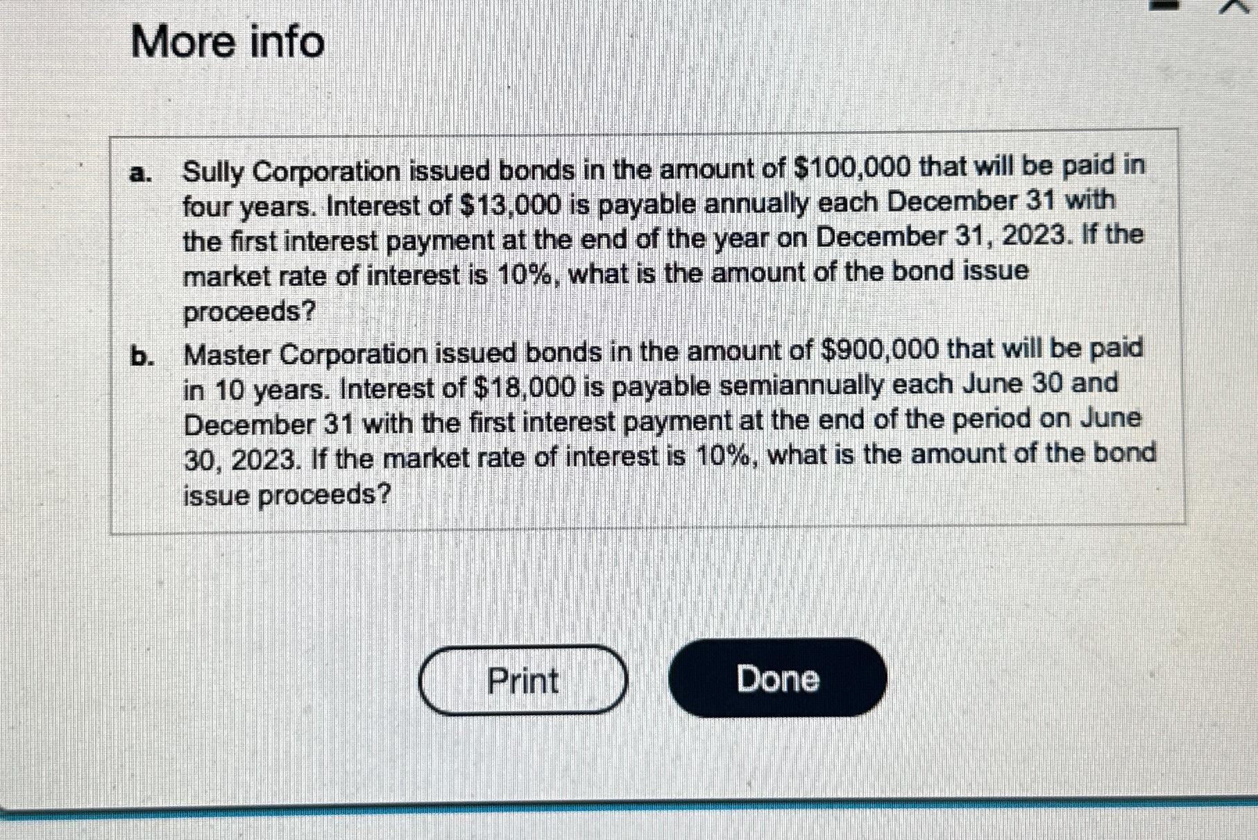 Solved RequirementDetermine the bond issue proceeds for each | Chegg.com