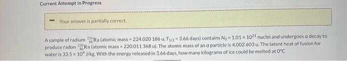 Solved A sample of radium Ra (atomic mass = 224.020 186 u, | Chegg.com