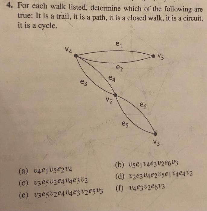 Solved DEFINITION 10.14 Walk; Trail; Path; Closed Walk; | Chegg.com
