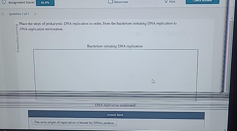 Solved Assignment Score:ResourcesHintQuestion 7 ﻿of 7Place | Chegg.com