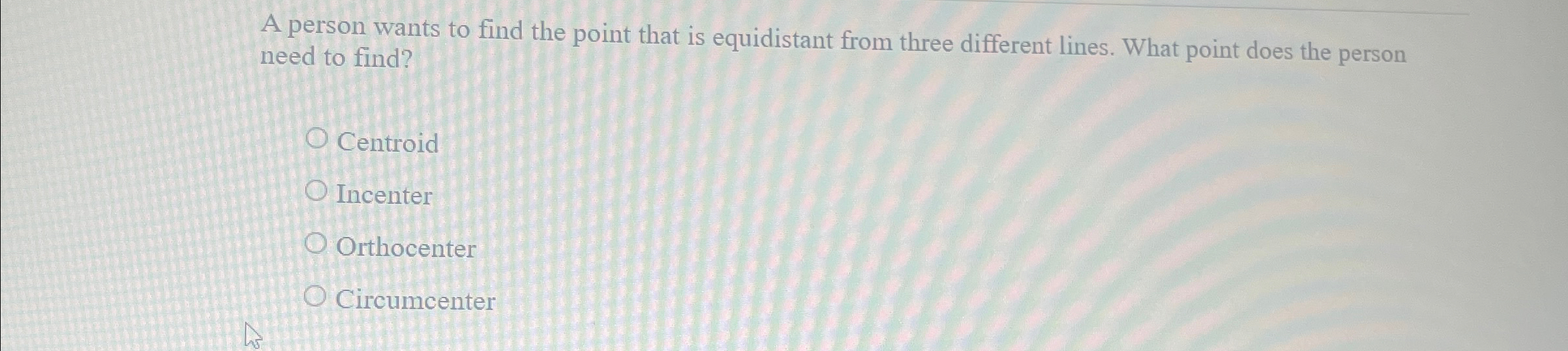 Solved A person wants to find the point that is equidistant | Chegg.com