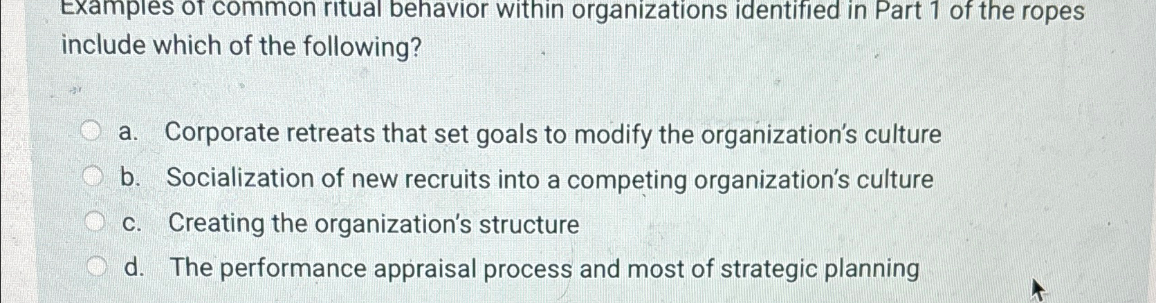 Solved Examples of common ritual behavior within | Chegg.com
