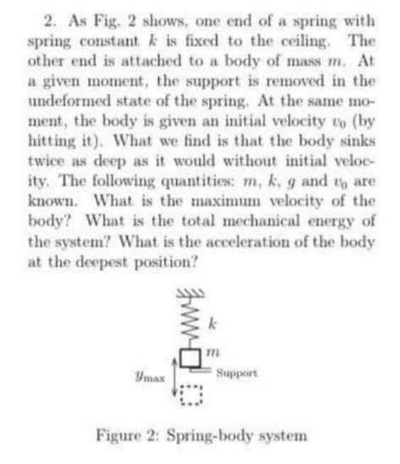 Solved 2. As Fig. 2 shows, one end of a spring with spring | Chegg.com