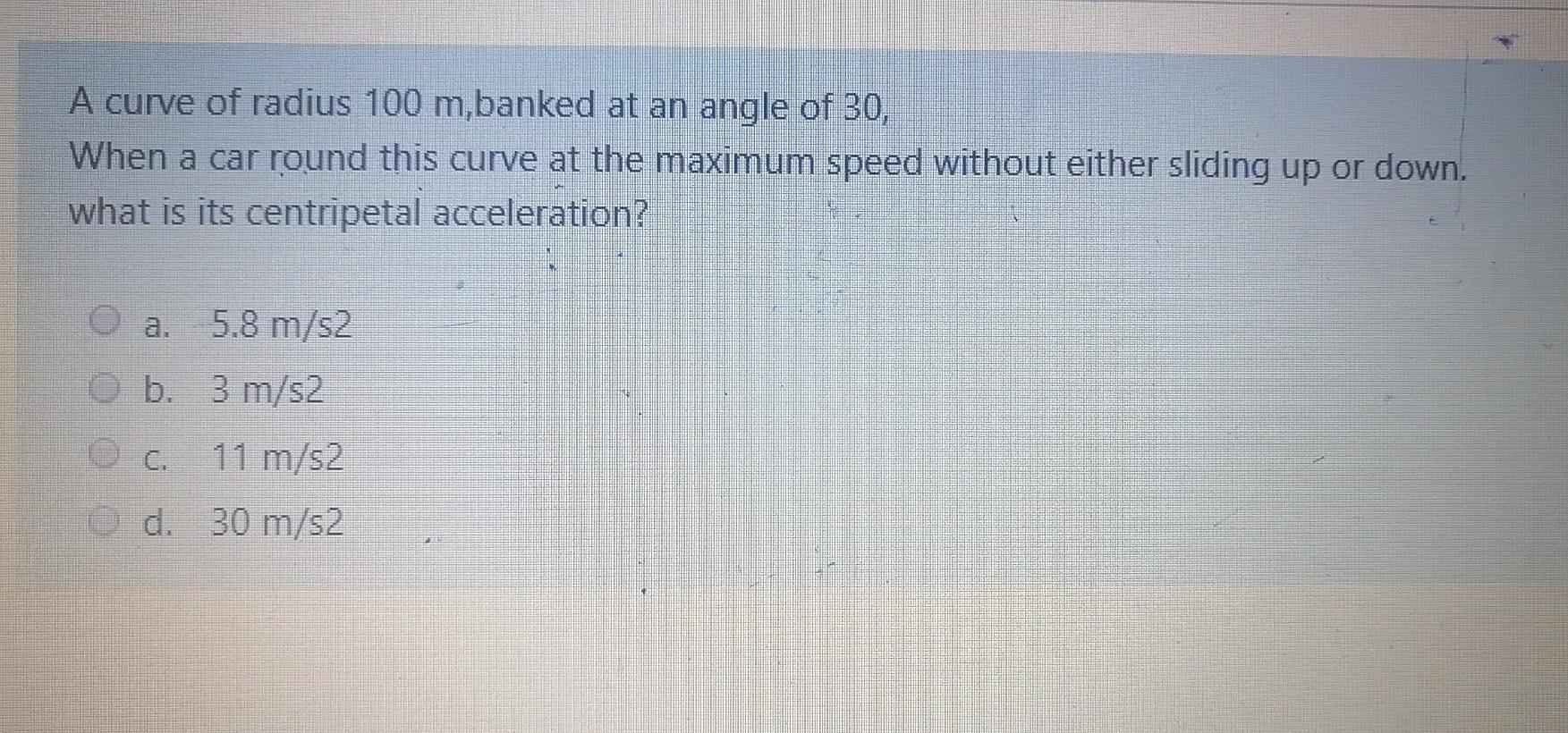 Solved A curve of radius 100 m, banked at an angle of BO, | Chegg.com