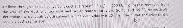 Solved Air flows through a cooled convergent duct at a rate | Chegg.com
