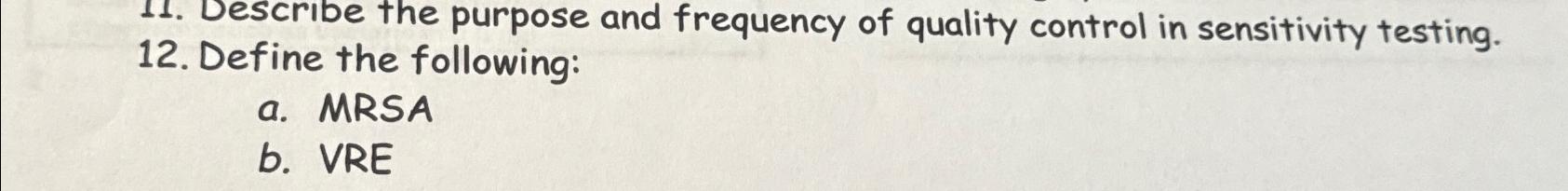 Solved Describe the purpose and frequency of quality control | Chegg.com