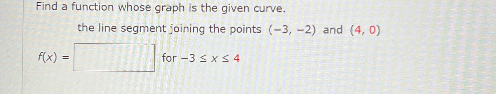 Solved Find a function whose graph is the given curve.the | Chegg.com