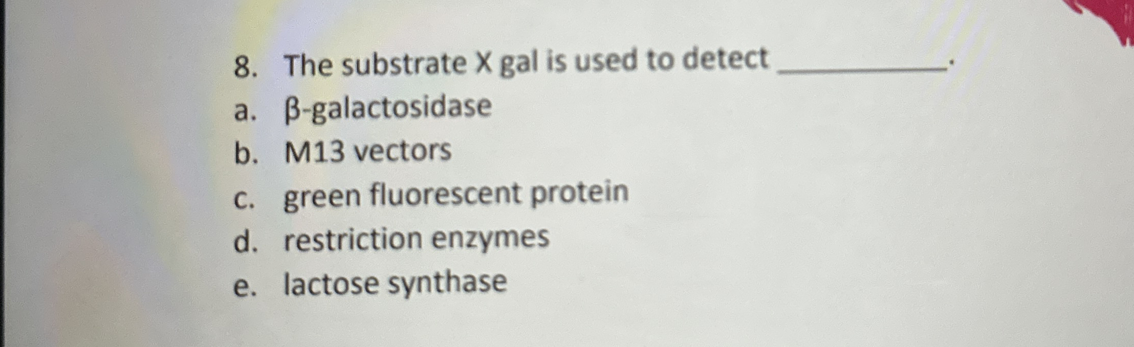 Solved The substrate x ﻿gal is used to detect | Chegg.com