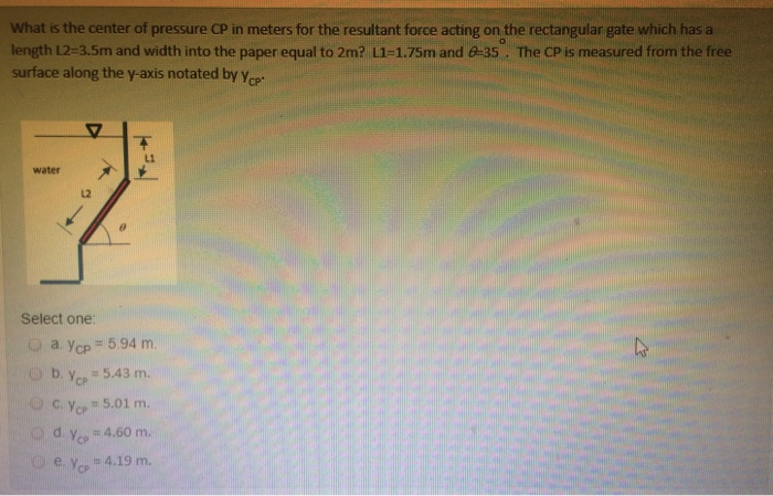 Solved What is the center of pressure CP in meters for the | Chegg.com
