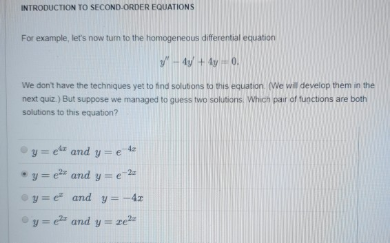 Solved INTRODUCTION TO SECOND-ORDER EQUATIONS Let's start | Chegg.com