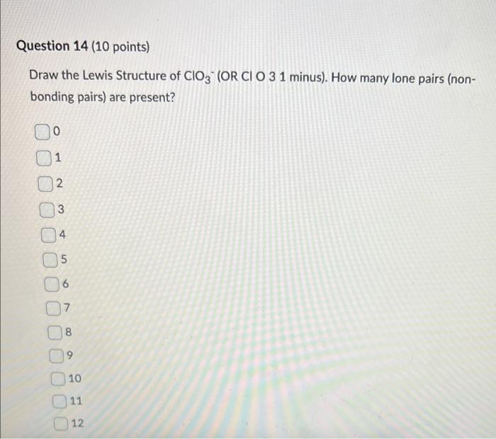 Solved Question 14 (10 points) Draw the Lewis Structure of | Chegg.com