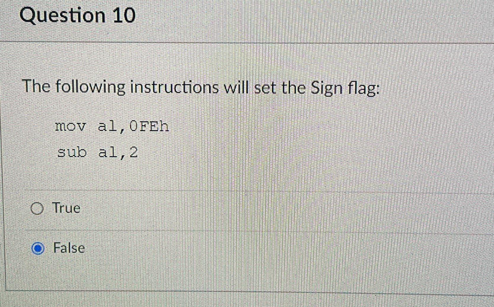 Solved Question 10The following instructions will set the | Chegg.com