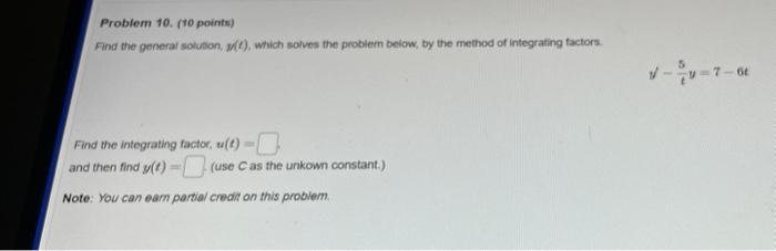 Solved Problem 10. (10 points) Find the generat solution, | Chegg.com