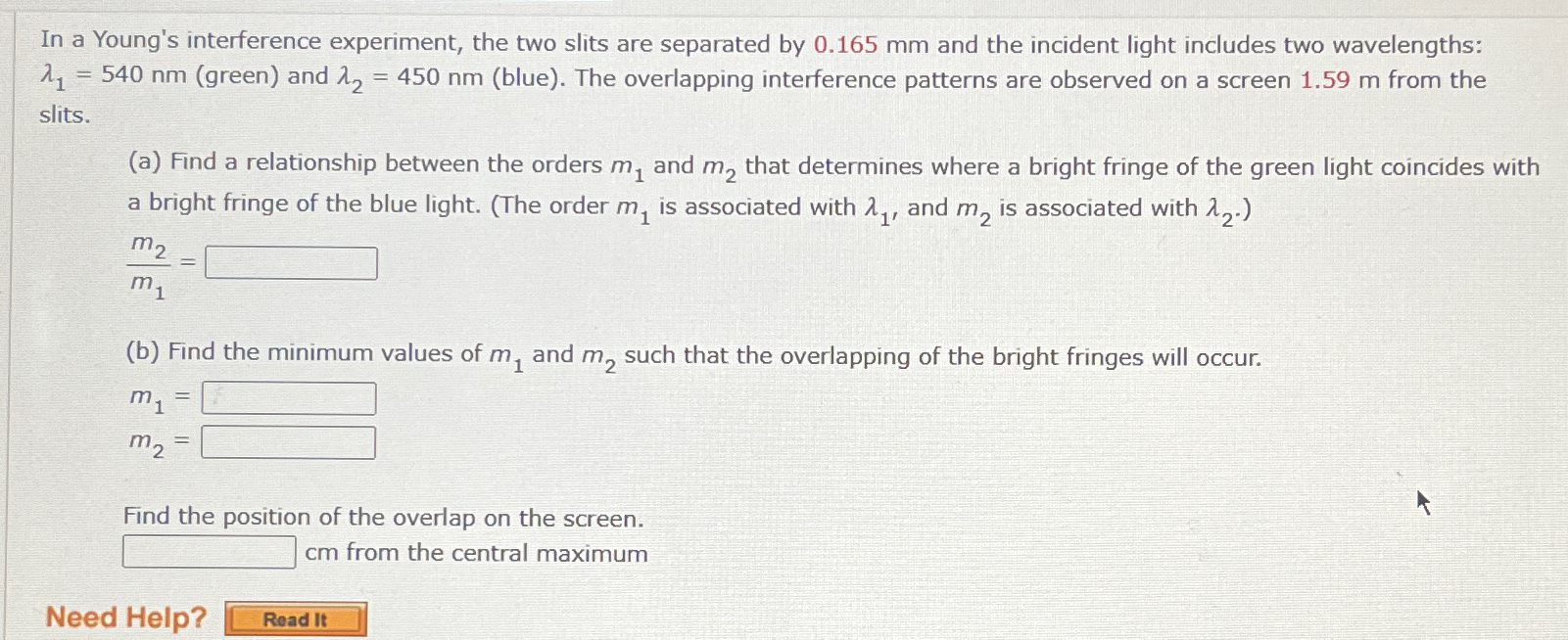 Solved In a Young's interference experiment, the two slits | Chegg.com