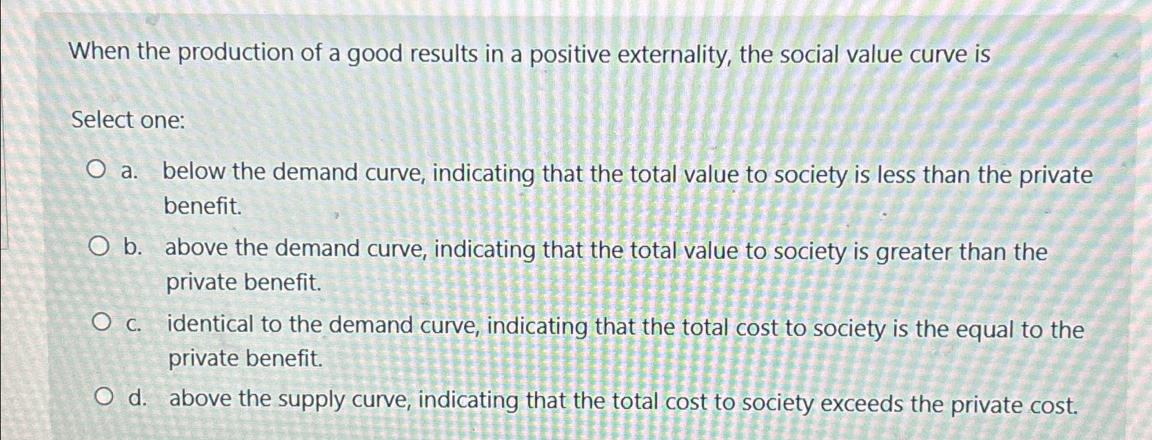 Solved When the production of a good results in a positive | Chegg.com