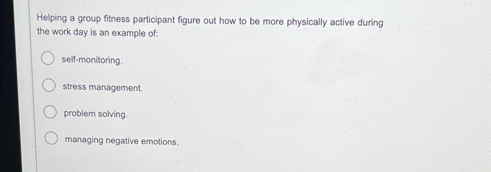 Solved Helping a group fitness participant figure out how to | Chegg.com