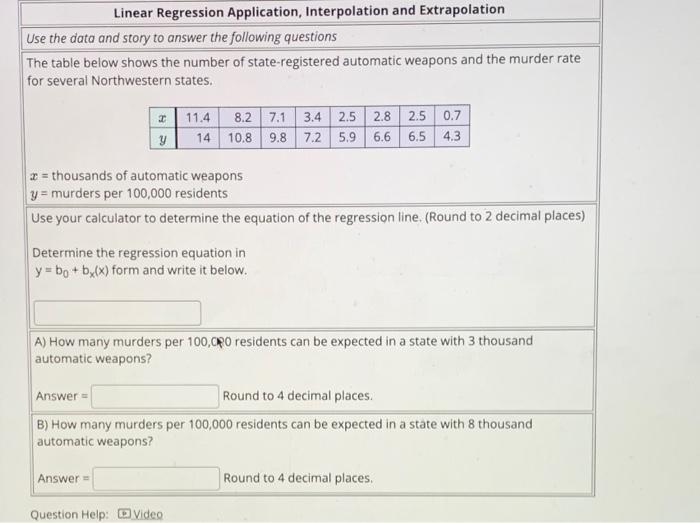 Solved Linear Regression Application, Interpolation and | Chegg.com