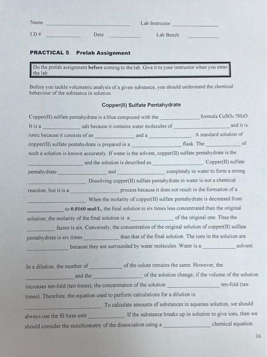 Solved Name Lab instructor ID Date Lab Bench PRACTICAL 5 | Chegg.com