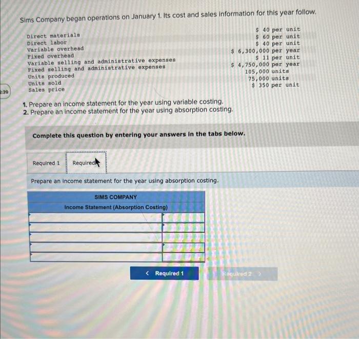 Solved 1 Prepare An Income Statement For The Year Using