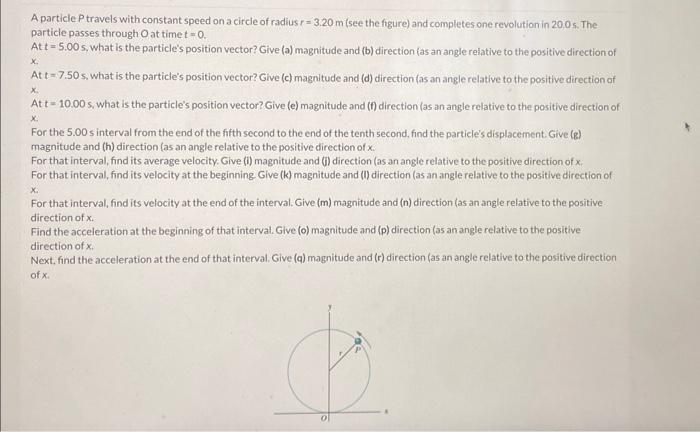 Solved A particle P travels with constant speed on a circle | Chegg.com