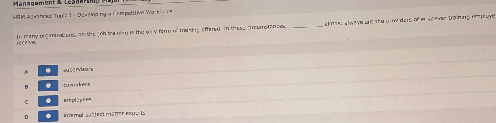 Solved HRM Advanced Topic I - ﻿Developing a Competitive | Chegg.com