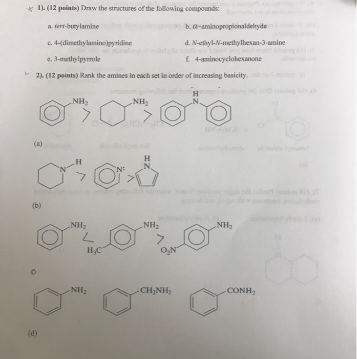 Solved 1). (12 points) Draw the structures of the following | Chegg.com