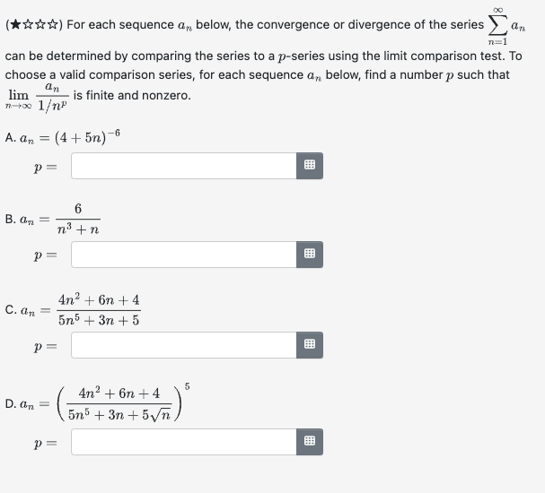 Solved (***ℏϖϖ) ﻿For each sequence an ﻿below, the | Chegg.com