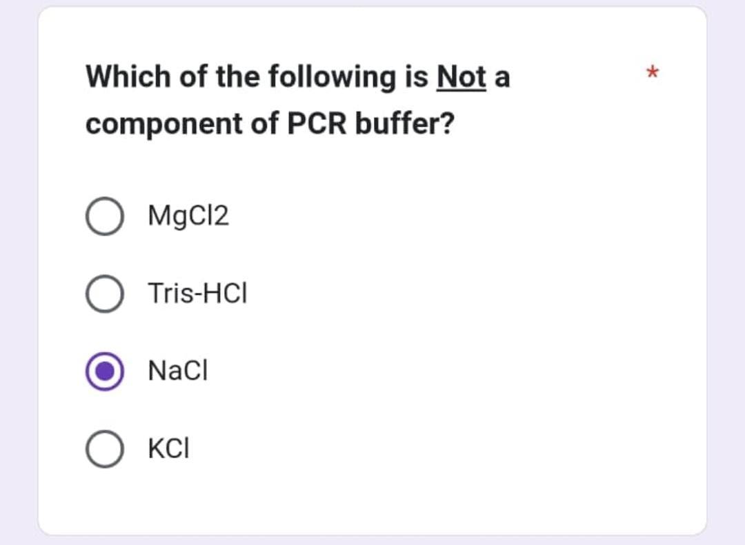 Solved Which of the following is Not a component of PCR | Chegg.com