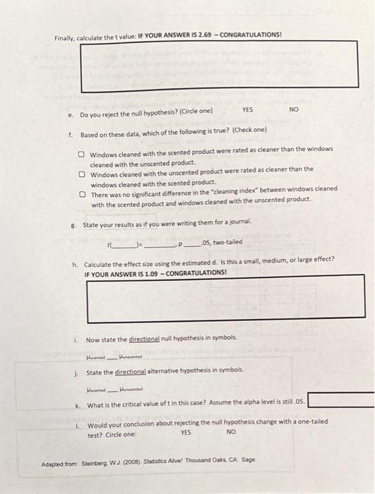 Solved Independent Samples t test worksheet. I need help | Chegg.com