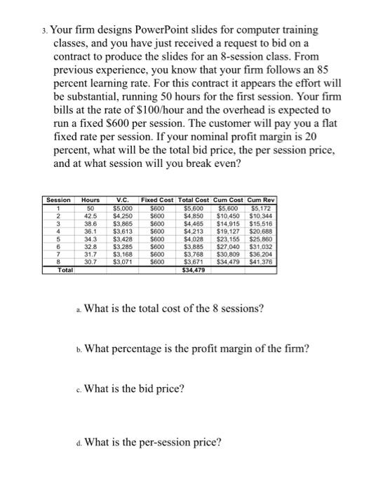 Solved 3. Your firm designs PowerPoint slides for computer | Chegg.com