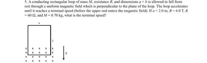 Solved 5. A conducting rectangular loop of mass M, | Chegg.com