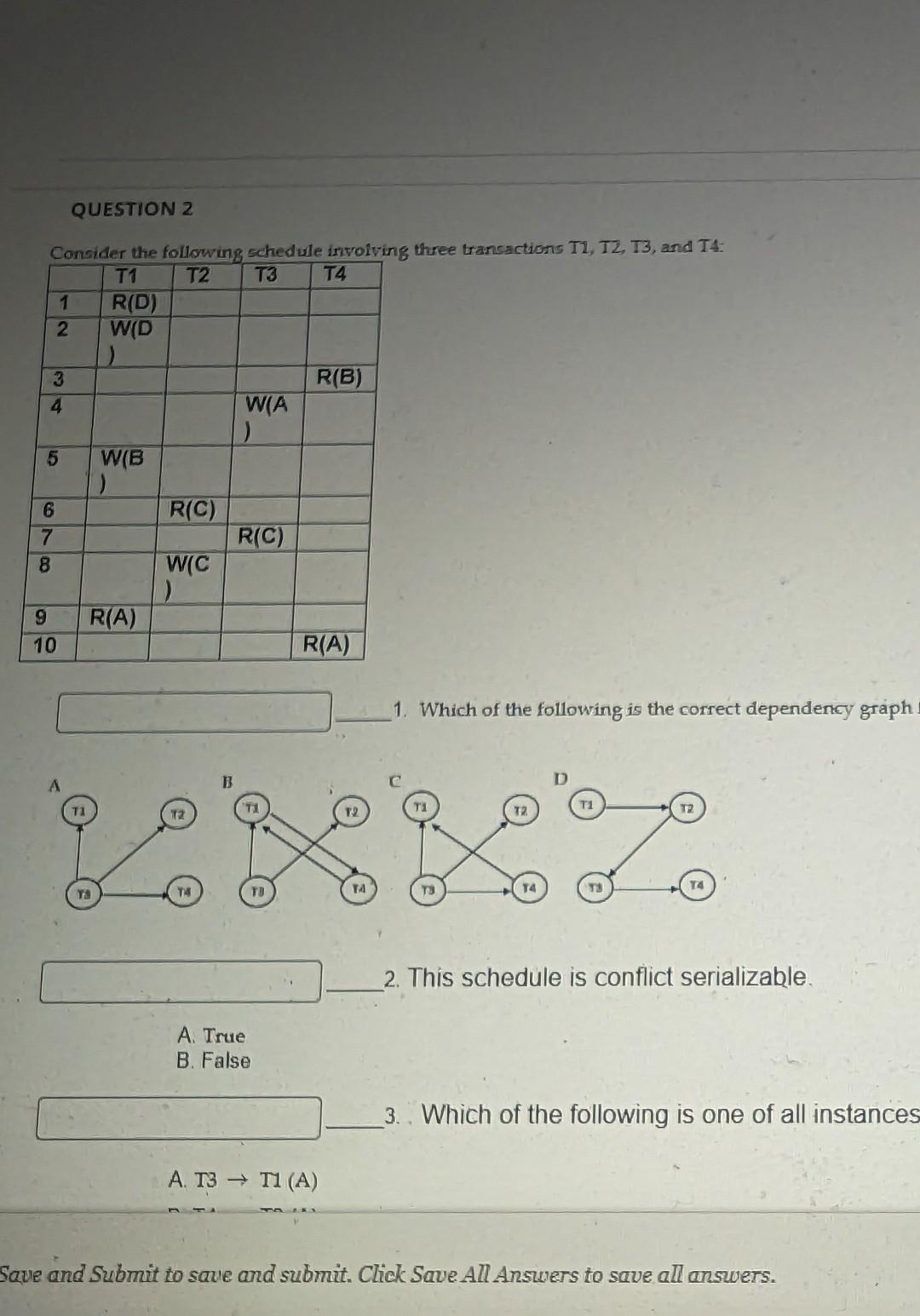 Solved Consider the followine echedule involving three | Chegg.com