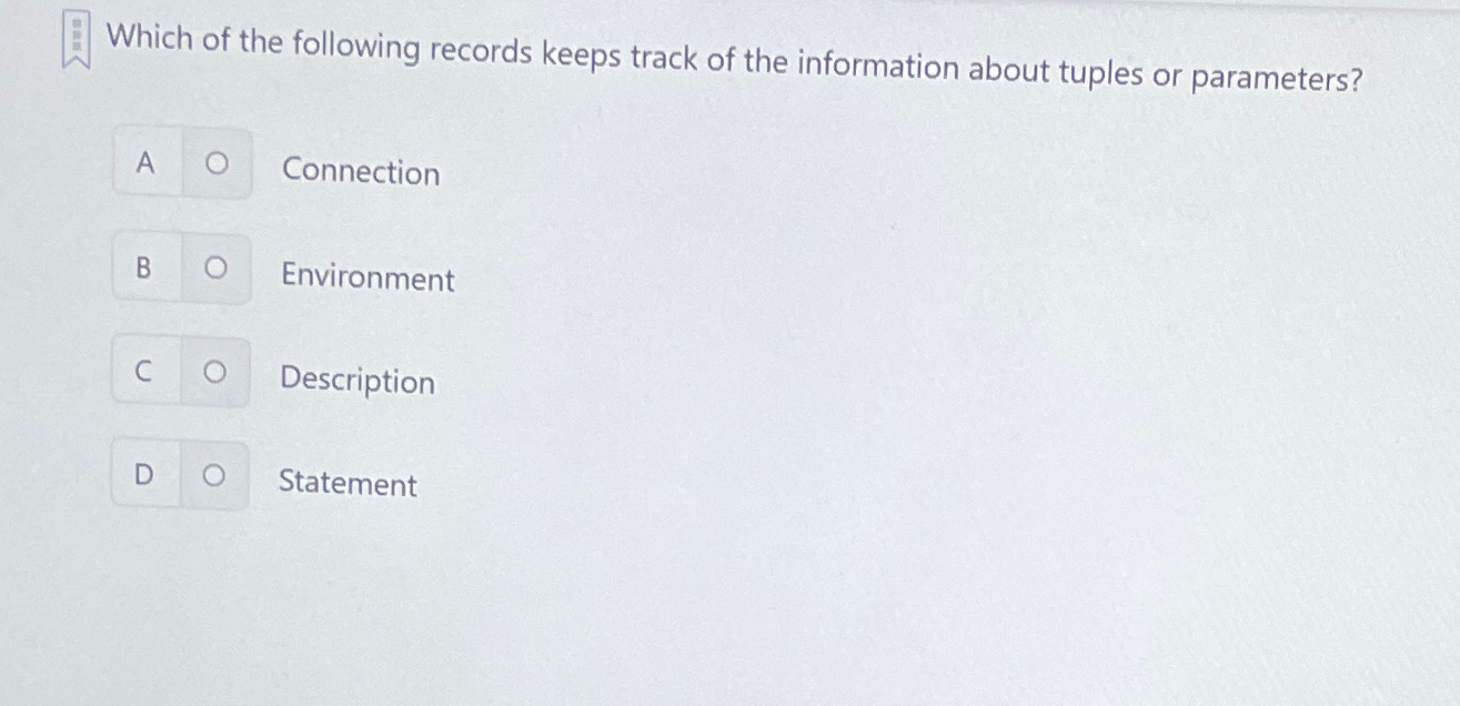 Which of the following records keeps track of the | Chegg.com