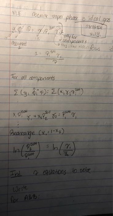 Solved 1) The following VLE data are available for an | Chegg.com