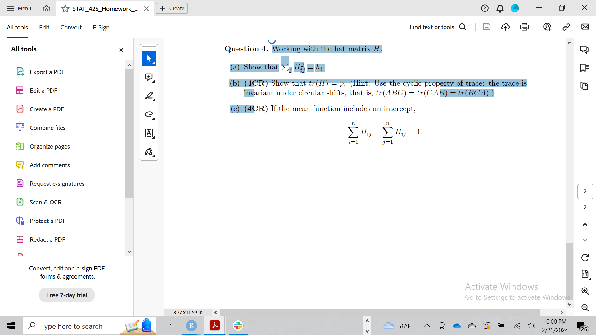 Help Me With Question 4c