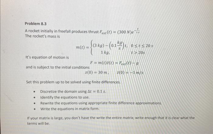 Solved A rocket initially in freefall produces thrust | Chegg.com