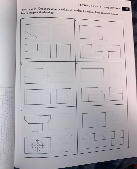 Solved please help, one of the views in each set of drawing | Chegg.com