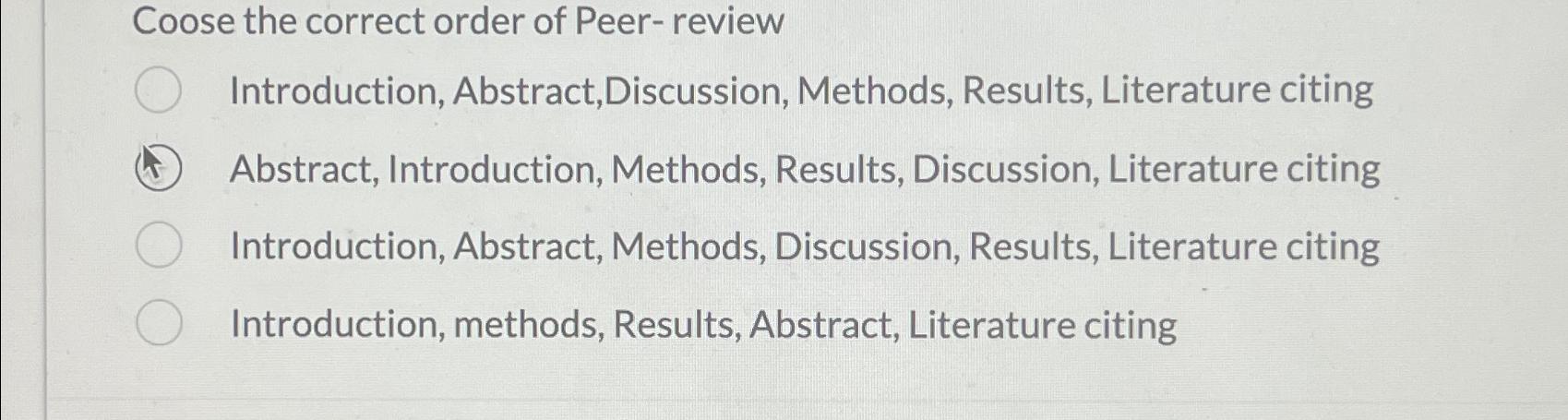 Solved Coose the correct order of Peer- ﻿reviewIntroduction, | Chegg.com