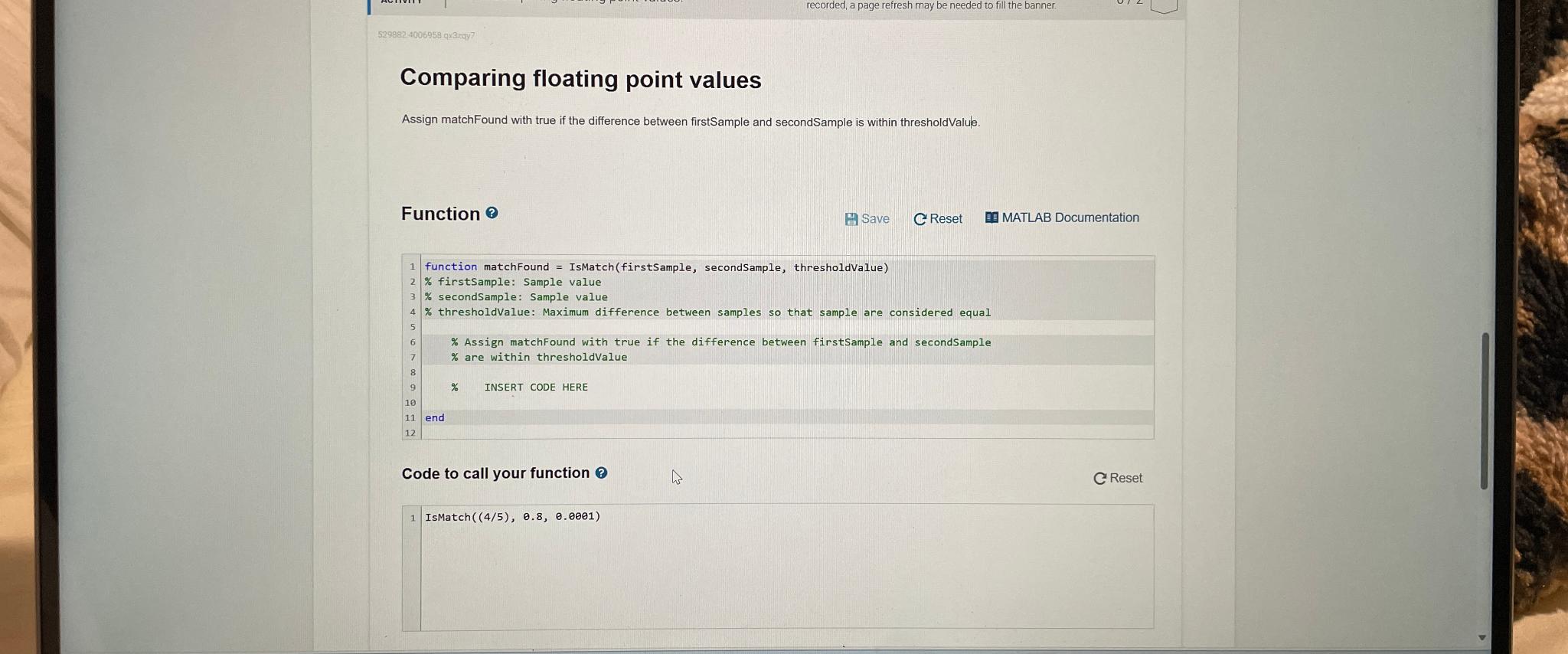 Solved Comparing floating point valuesAssign matchFound with | Chegg.com