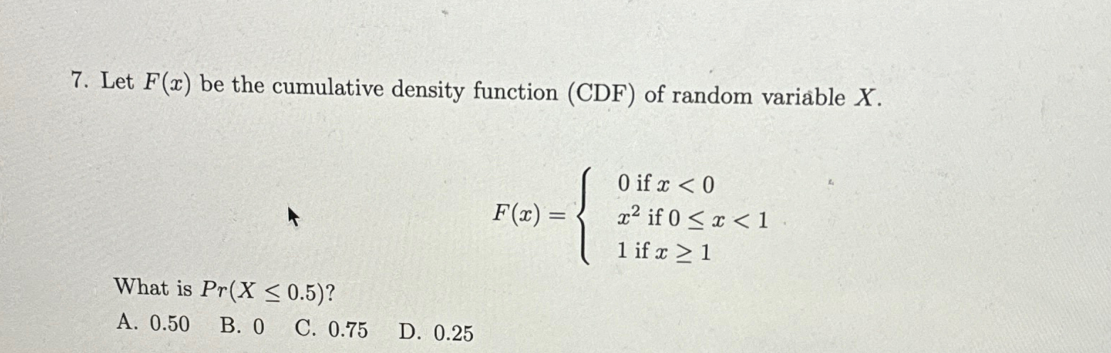 Solved Let F(x) ﻿be the cumulative density function (CDF) | Chegg.com
