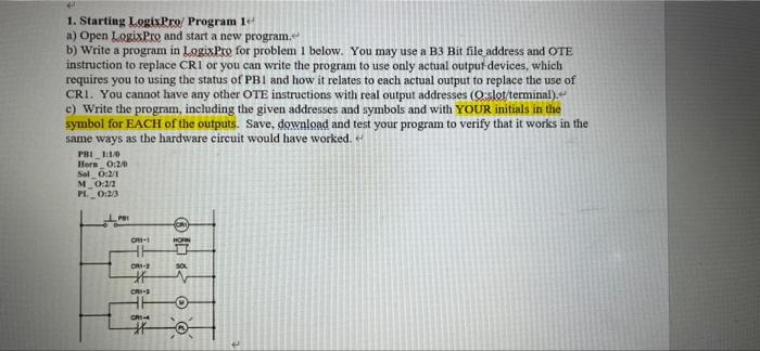 1. Starting LogixPro Program 14 a) Open LogisPro and | Chegg.com