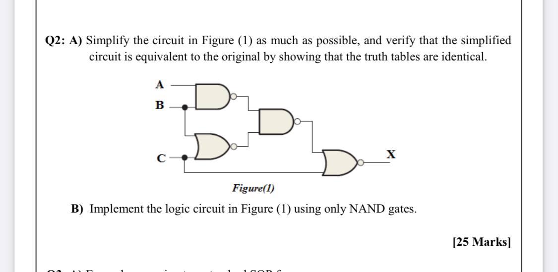 Solved Q2: A) Simplify the circuit in Figure (1) as much as | Chegg.com