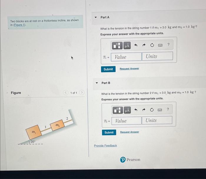 Solved Two blocks are at rest on a frictionless incline, as | Chegg.com